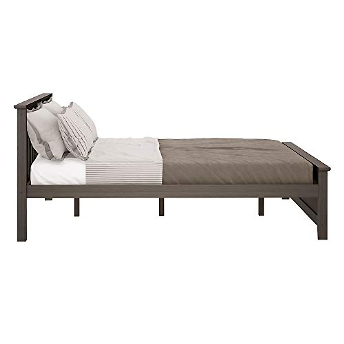 Plank+Beam Solid Wood Queen Bed Frame, Platform Bed with Headboard, Clay