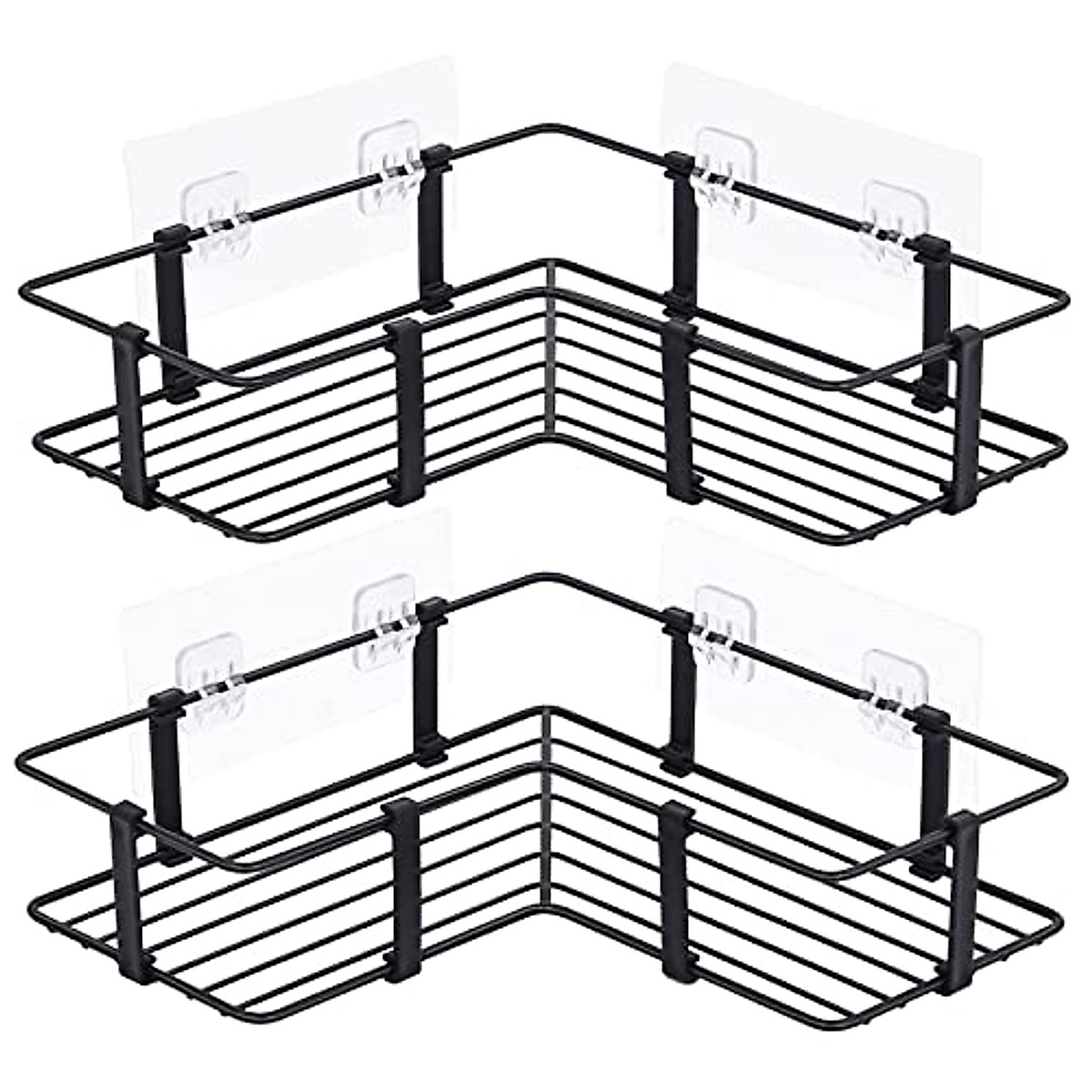 Adhesive Plastic Shower Caddy Bathroom Shower Basket Shelf Wall Mounted No Drilling Shower Storage Rack Organizer Caddy Wall Shelf