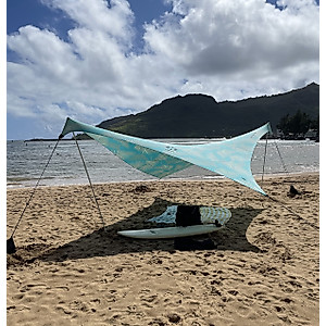 Neso Tents Grande Beach Tent, 7ft Tall, 9 x 9ft, Reinforced Corners and Cooler Pocket(Aqua Fronds)