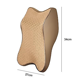 Winter-Proof Car Neck Pillow Memory Foam Relieve Pain Drive in Comfort with Universal Versatile Breathable Headrest Cervical Spine Support Beige Large