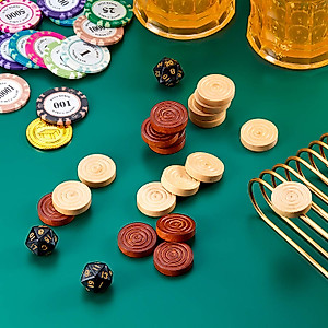 72 Pieces Wood Checkers 1.06 Inch Wooden Checkers Pieces Set with Stackable Ridge in Drawstring Storage Pouch for Board Game, Dark Brown and Natural