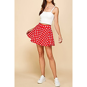 MBJ WB211 Women's Basic Versatile Stretchy Flared Skater Skirt for Girl S RED_Polka