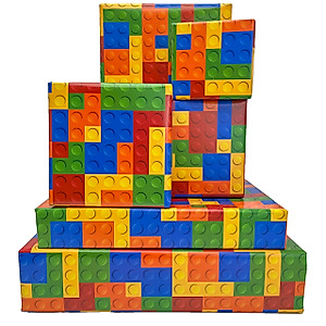 Dtiafu Building Blocks Wrapping Paper - Birthday Wrapping Paper for Kids Boys Girls - 20 X 28 Inch Per Sheet (6 Sheet)