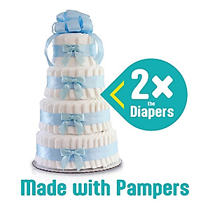 Classic Pastel Baby Shower Diaper Cake (4 Tier, Blue)