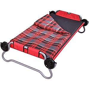 Disc-O-Bed Children's Duvalay Luxury Duvet & Topper Memory Foam Sleeping Pad w/Washable Cover, Camping Accessory for Kid-O-Bunk Cot, Lumberjack Plaid