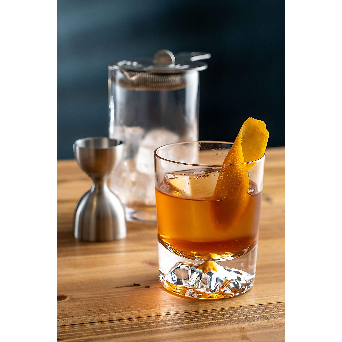 Amehla Mountain Whiskey Glass Set of 2 - Handmade Crystal Whisky Glasses - Manblown Crystal Glass - 10-ounce Double Old Fashioned Rocks Tumbler Drinking Glass Set