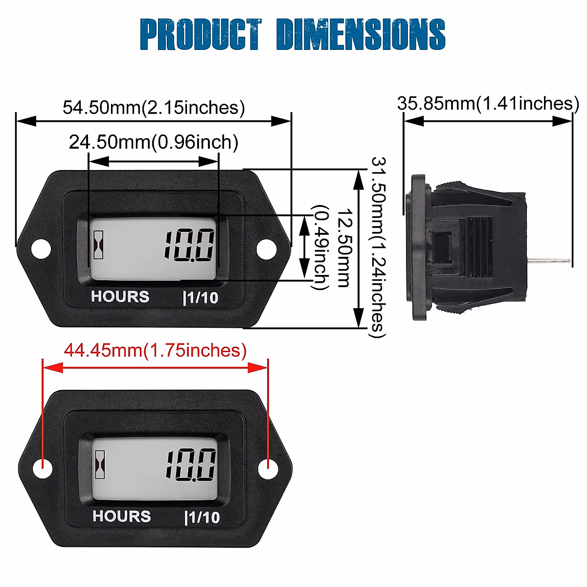 Runleader Digital Hours Counter,AC/DC 5V to 277V for Garden Tractor Generator Scooter Club Car Forklift Leaf Trimmer etc.
