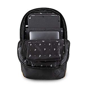 Skunk SoHo Backpack - Smell Proof - Weather Resistant - With Combination Lock (Black/Black Leather)