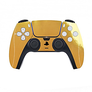 PlayVital Chrome Gold Glossy Full Set Skin Decal for ps5 Console Disc Edition, Sticker for ps5 Vinyl Decal Cover for ps5 Controller & Charging Station & Headset & Media Remote