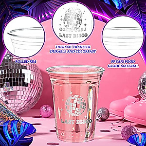 Geyee 48 Pack Disco Disposable Party Cups, 16oz Disco Party Supplies Disco Ball Disposable Plastic Cup 70s 80s 90s Disco Party Hot and Cold Drinks for Cups Bachelorette Wedding Party Picnic Supplies