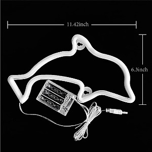 JYWJ Dolphin Neon Sign,USB or 3-AA Battery Powered Neon Light,LED Table Decoration,Bedroom Wall Decoration,Birthday Gift,Wedding Supplies Business Gift (Blue)