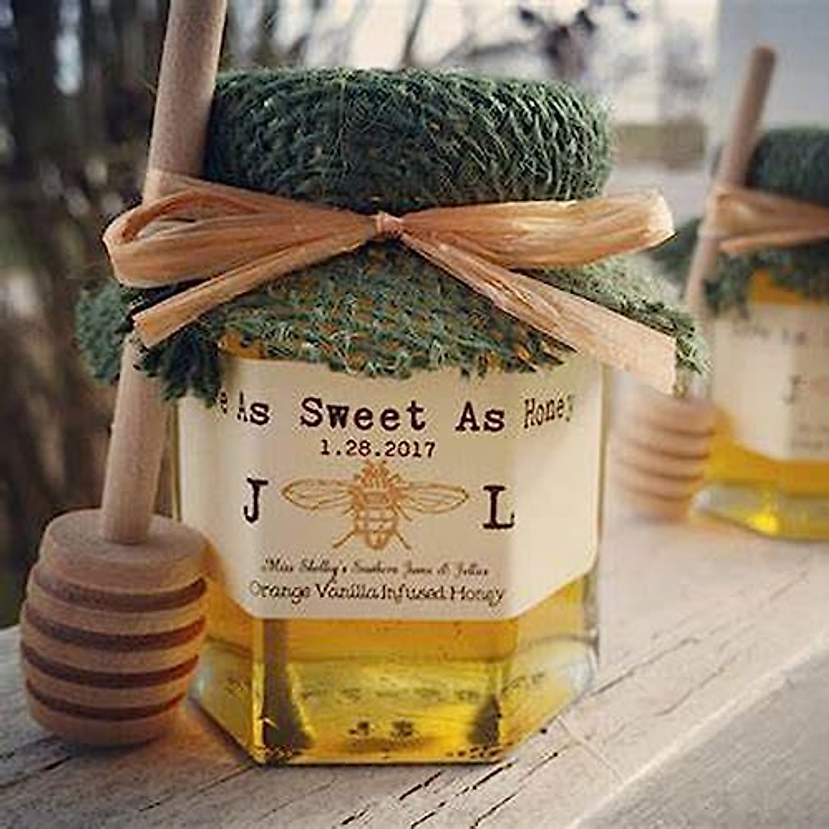 50 Pcs Wooden Honey Dipper Stick Collecting Dispensing Drizzling Jam Portable Wedding Party (6 inch)