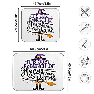 Halloween Quote Witch Dish Drying Mat Large It Is Just A Bunch Of Hocus Pocus Fast Absorbent Tableware Pad Baby Bottle Dish Drainer Mats Heat Resistant for Kitchen Sink Counter Decor 18 x 24 in