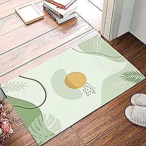Mid Century Indoor Doormat Kitchen Comfort Front Door Mats, Morandi Abstract Green Plants Doormat Rubber Entryway Rugs Welcome Entrance Decorative Doormats, 20 x 31.5 inch