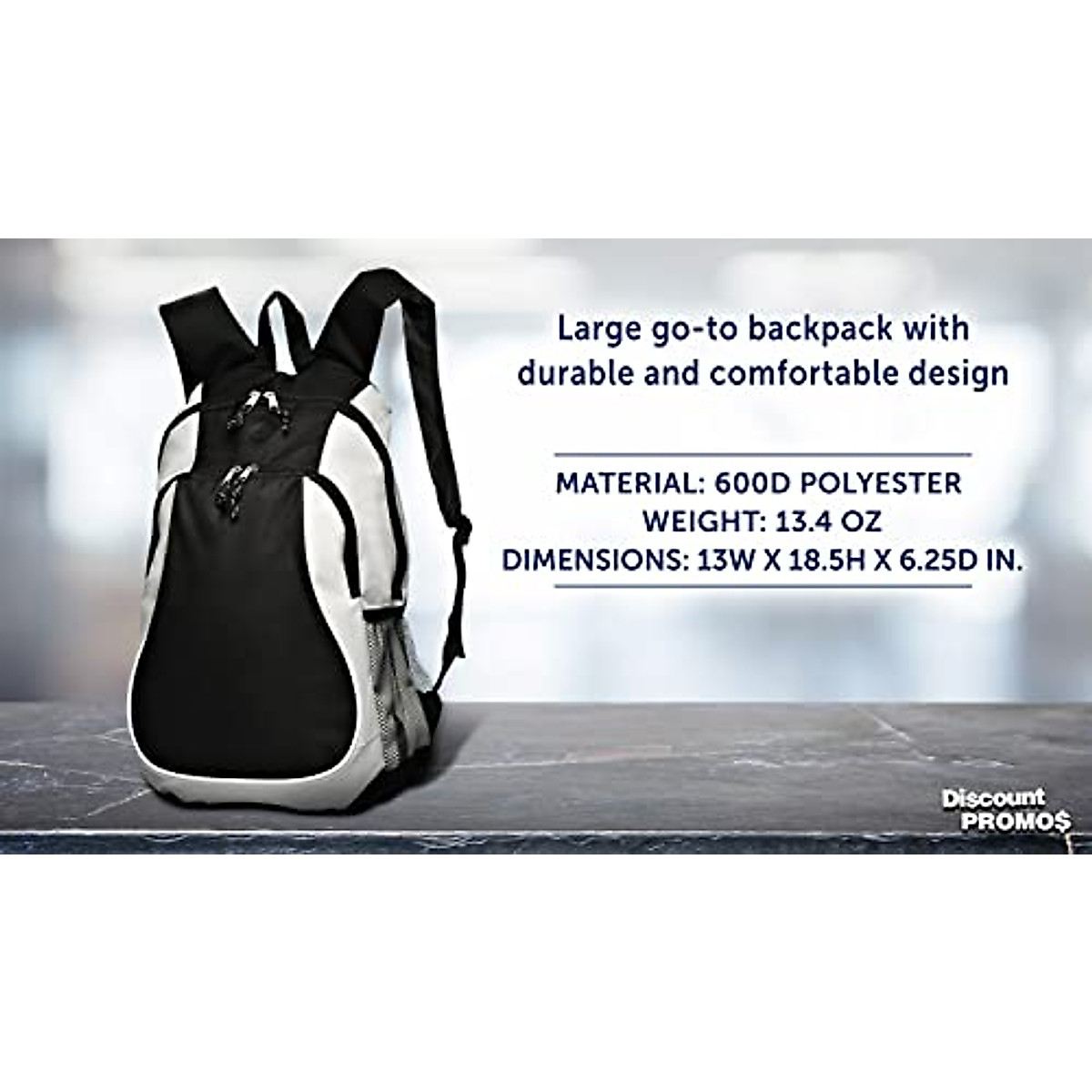 DISCOUNT PROMOS Large Sports Backpack with Mesh Pockets Set of 10, Bulk Pack - Perfect for School, Office, Outdoor Sports - Grey