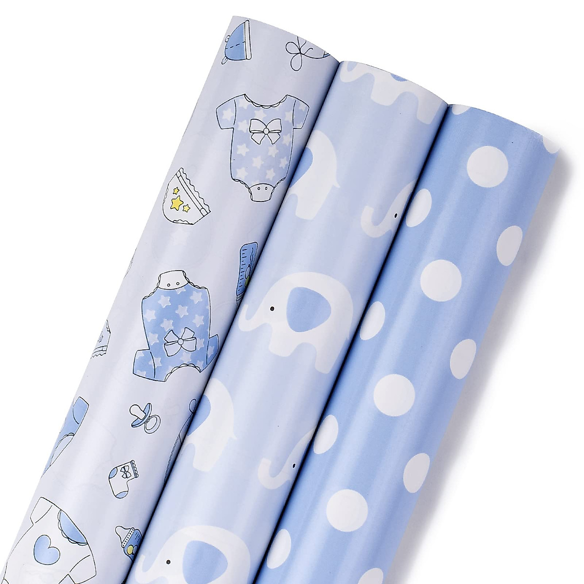 MAYPLUSS Wrapping Paper Roll - Mini Roll - 17" X 120" Per roll - Baby Boy Design (42.3 sq.ft.ttl)