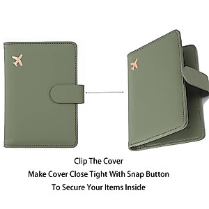 Melsbrinna Passport Holder Covers Case, Waterproof Rfid Blocking Travel Wallet Passport Holder with Pen Holder, Cute Passport Book for Women/Men (Moss green)