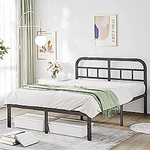 COMASACH King Bed Frame with Headboard, 14 Inch High 3500lbs Heavy Duty Steel Slats Support Metal Bed Platform No Box Spring Needed,Noise-Free,Easy Assembly-Black