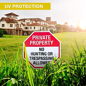 KOTTO Posted Signs No Trespassing No hunting signs, Posted Signs No Hunting or Trespassing Signs, Heavy Duty, Weather Resistant, 6 Pack 12" Rustproof Aluminum Posted Signs