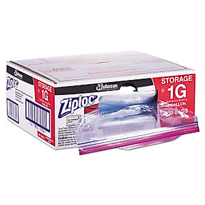 Ziploc 94602 Double Zipper Bags, Plastic, 1gal, 1.75mil, Clear w/Write-On Panel (Box of 250)