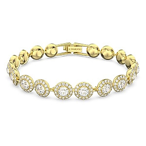 Swarovski Una Angelic Tennis Bracelet, Clear circle-cut Swarovski Crystals with Matching Crystal Pavé on a Gold Tone Finish Setting, Part of the Swarovski Una Angelic Collection