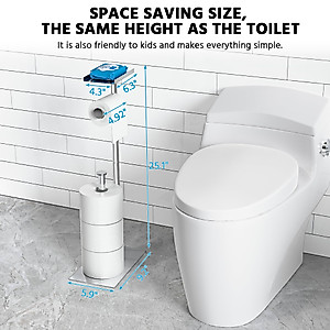 CISILY Silver Stainless Steel Toilet Paper Holder Stand with Phone Shelf, Bathroom Toliet Decor Decoration. Tissue Paper Roll Holder Free Standing Storage, Rv Accessories