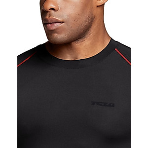 TSLA Men's Thermal Long Sleeve Compression Shirts, Athletic Base Layer Top, Winter Gear Running T-Shirt, Heat Core 2pack Black & Red/Olive, Large