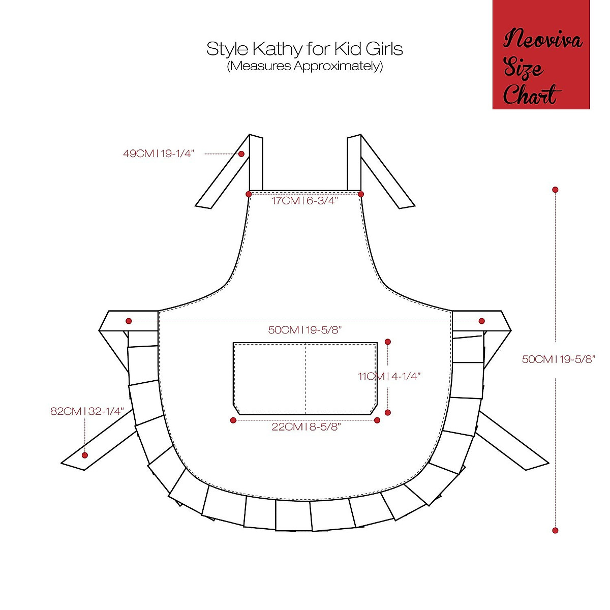 NEOVIVA Kitchen Apron for Kids with Pockets in Daily Play Kitchen, Double-layered Toddler Girls Apron for Cooking, Baking and Gardening, Style Kathy, Floral Hydrangea Clear Aqua