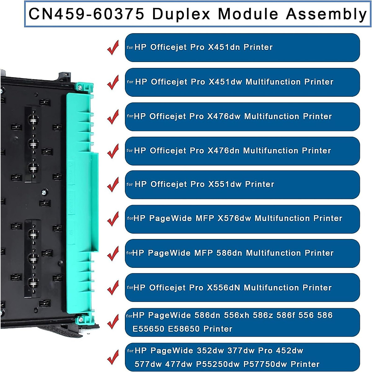 CN459-60375 CN459-60377 Duplex Module Assembly Compatible with HP Officejet X451 X551 X476 X576 Printers Waste Ink Collector / Maintenance Box Unit