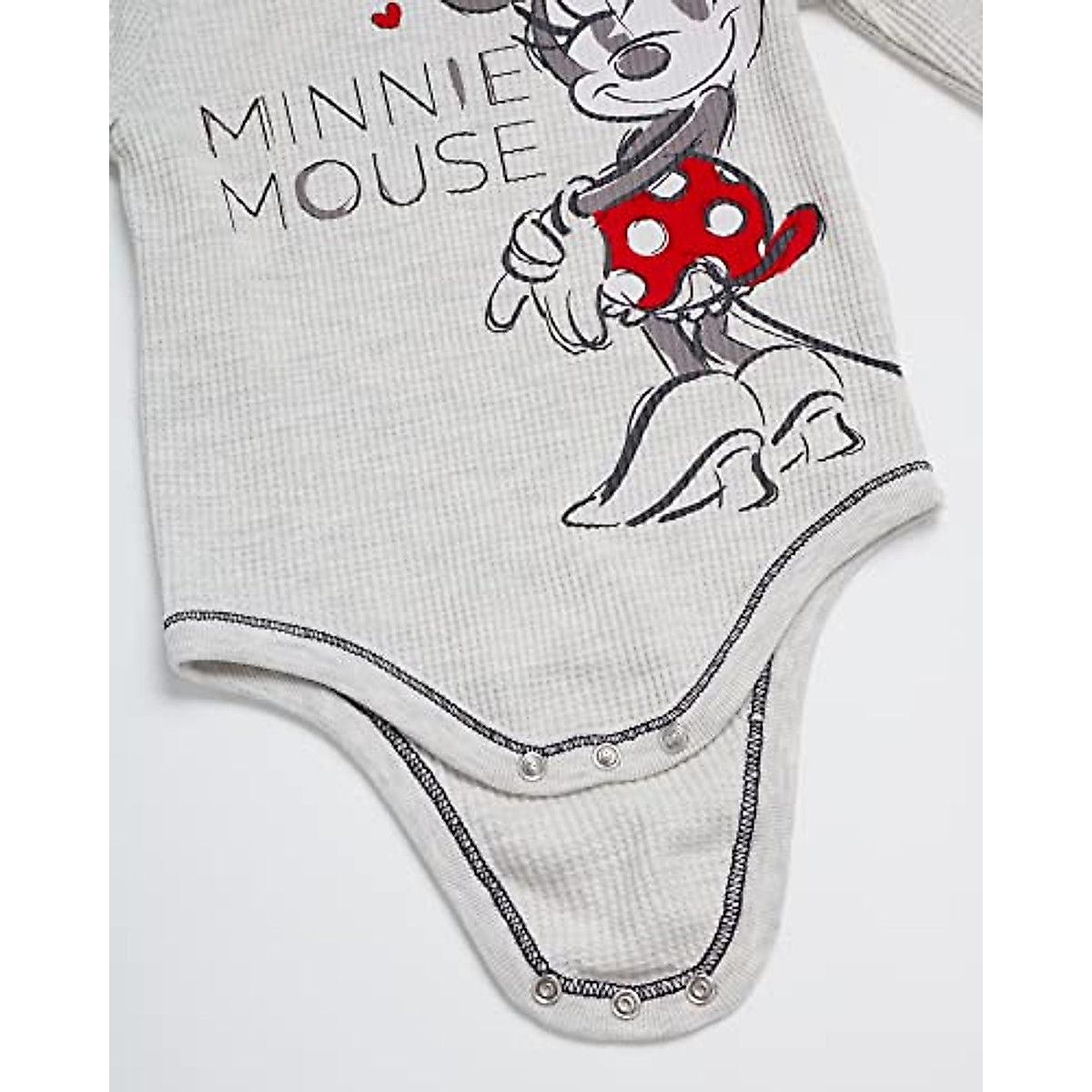Disney Baby Girls' Jogger Set - 3 Piece Bodysuit, Long Sleeve Shirt Fleece Pant Set: Minnie Mouse, Winnie the Pooh (0-4T), Size 3T, Minnie Red/Charcoal
