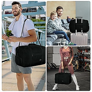 sportsnew Sports Gym Bag with Wet Pocket & Shoes Compartment, Travel Duffel Bag for Men Women Lightweight with Adjustable Shoulder Holder, Black