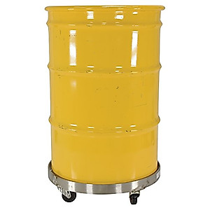 Vestil DRUM-SS-55-H Stainless Steel Mobile Drum Dolly, 800 lbs Capacity, 6" Height