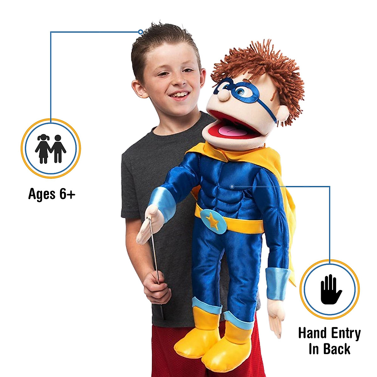 25" Superhero, Peach Boy, Full Body, Ventriloquist Style Puppet