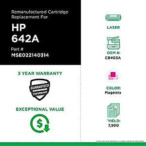 MSE Brand Remanufactured Toner Cartridge Replacement for HP CB403A (HP 642A) | Magenta