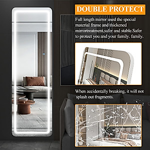 MTURIKIRI Full Length Mirror with Lights,59’’*20’’ LED Full Body Mirror,Wall Hanging Mirror,Free Standing Lighted Floor Mirror,Led Mirror Full Length for Bedroom with Dimming & 3 Color Modes