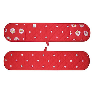 Tiny Break Double Oven Mitt, Floral Rose, Heat Resistant Oven Gloves - Red - 7 x 32 Inch
