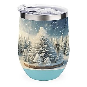 WYUSPGK 304 Stainless Steel Insulated Cup, Snow Wonderland Pine Tree Christmas Print Smooth Rim, Durable & Reusable - Perfect for Office, Home, And Travel