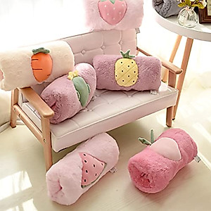 DECHOUS Women Hand Muffs Winter Hand Warmer Plush Hugging Pillow Hand Warmer Faux Fur Hand Muffs Peach Pattern Plush Pillow Cozy Arm Warmer Plush Pillows Hand Warmer Pouch