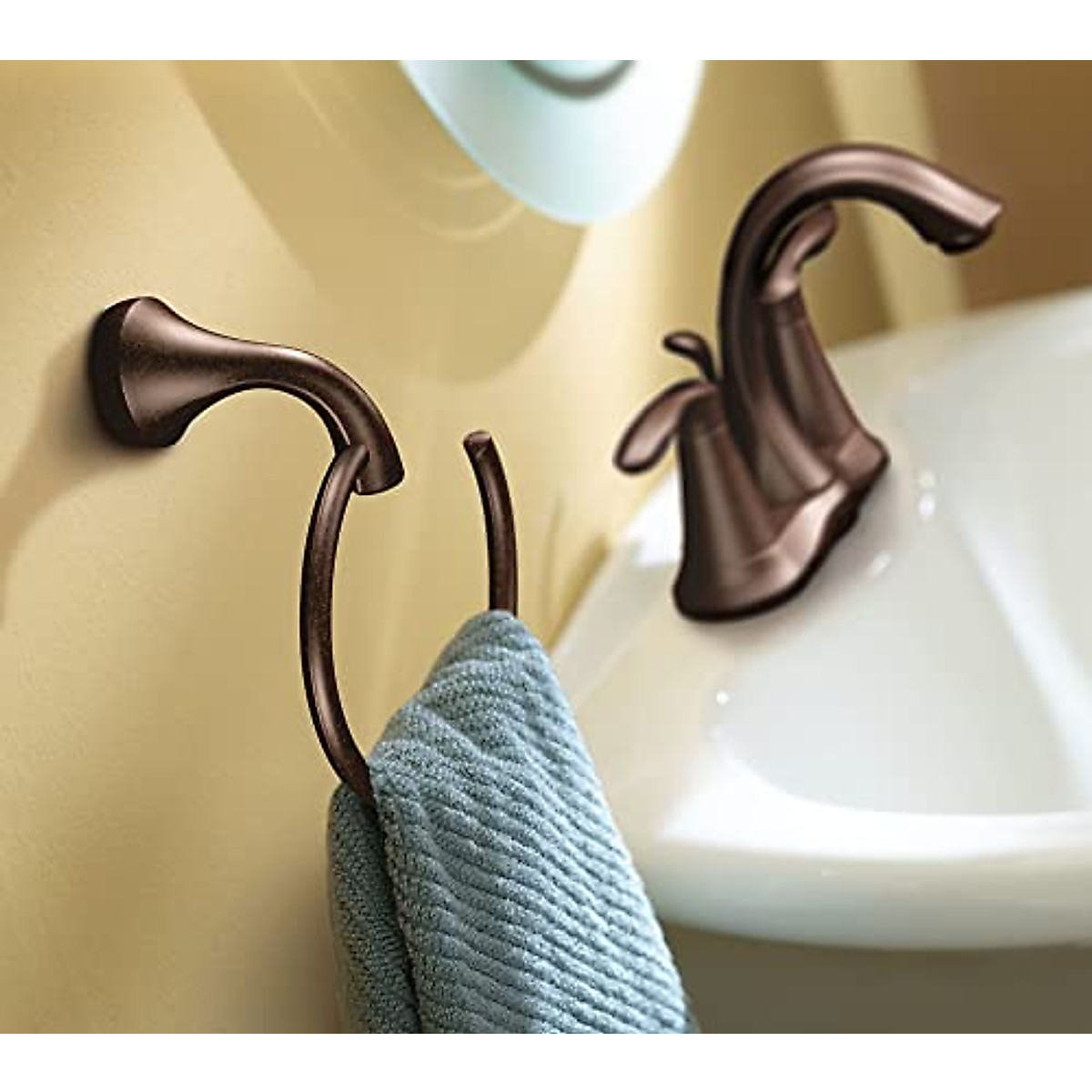 Moen YB2886BN Eva Bathroom Single Post Hand-Towel Ring, Brushed Nickel