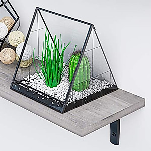 MDLUFFY Farmhouse Floating Shelves Wood Wall Mounted Storage Rack Rustic Shelf Home Office Decoration 16" L x 6" W x 0.6 D Set of 3 (Grey)