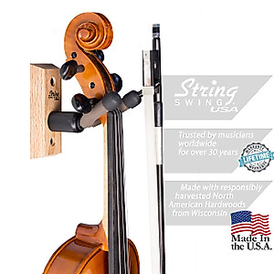 String Swing Violin Hanger Wooden Wall Mount for Home & Studio CC01V-O Hardwood Oak