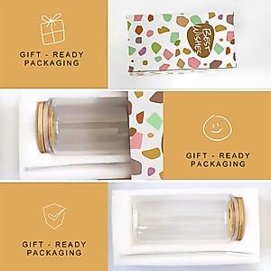 Birthday Gifts for Women, Monogrammed Initial Glass Cup Personalized Gifts for Women, 16oz Glass Cups with Lids and Straws, Iced Coffee Cup, Beer Can Shaped Glass - Personalized Christmas Gifts A