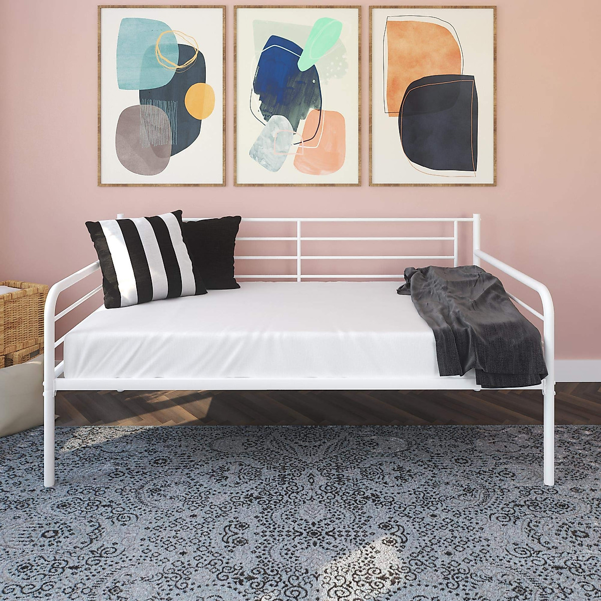 DHP Metal Daybed Frame, Twin Size Furniture, White
