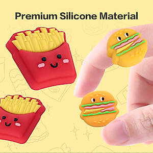 NANANINO Silicone Joycon Thumb Grip Caps, Soft Joystick Cover Caps Compatible with Nintendo Switch/OLED/Switch Lite, 4PCS - Burger and French Fries Styling