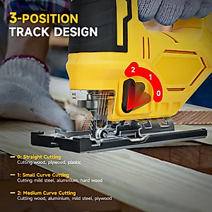 Cordless Jig Saw for DeWalt 20V Battery, 0°-45° Bevel Cuts, Brushless Jigsaw Tool, 3-Position Orbital for Wood/Metal/PVC Cutting