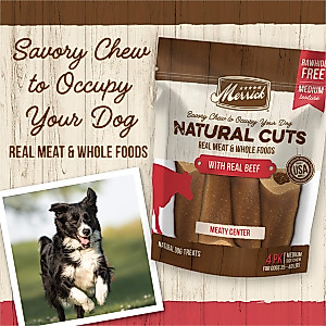 Merrick Natural Cuts Chicken Free Non Rawhide Medium Dog Chews, Medium Texture Chew Sticks With Real Beef - 1 Pack