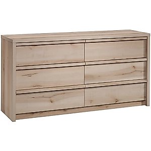 Sauder Harvey Park 6-Drawer Bedroom Dresser in Pacific Maple, Pacific Maple Finish