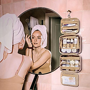 MIZATTO Toiletry Bag for Women, Hanging Travel Makeup Bag Organizer with TSA Approved Transparent Cosmetic Bag for Full Sized Toiletries, Makeup Brushes, Travel Accessories