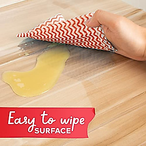 XFasten Heavy-Duty Clear Vinyl Round Table Cloth Cover Protector, 0.3 mm Thick, 70-Inch Transparent Round Plastic Table Cover Protector Pad