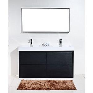 Bliss 60″ Black Double Sink Floor Mount Modern Bathroom Vanity